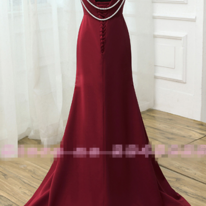 Homemade Prom Dress, Key Type Neck Holiday Party Dress Satin Dress ...