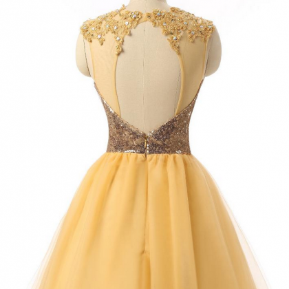 Short Graduation Dresses ,yellow Sequin Formal Dress ,short Homecoming ...