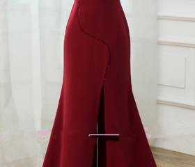 Homemade Prom Dress, Key Type Neck Holiday Party Dress Satin Dress ...