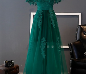 Green Long Lace Prom Dresses , Evening Dress Party For Graduation Prom ...