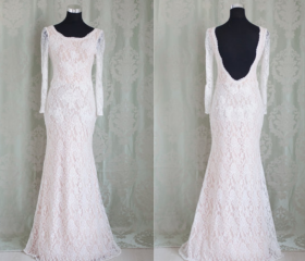 Charming Prom Dress,lace Prom Dress,mermaid Prom Dress,long-sleeves ...
