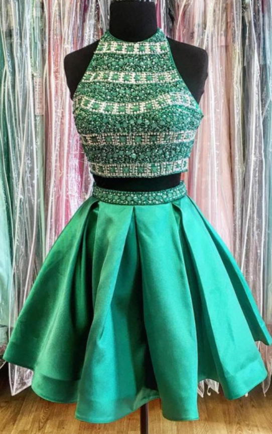 Chic Halter Sleeveless Backless Short Turquoise Homecoming Dress With ...