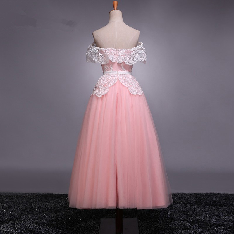 Long White Wedding Dress Shoulder Formal Arc Edge Dress Party Dress on ...