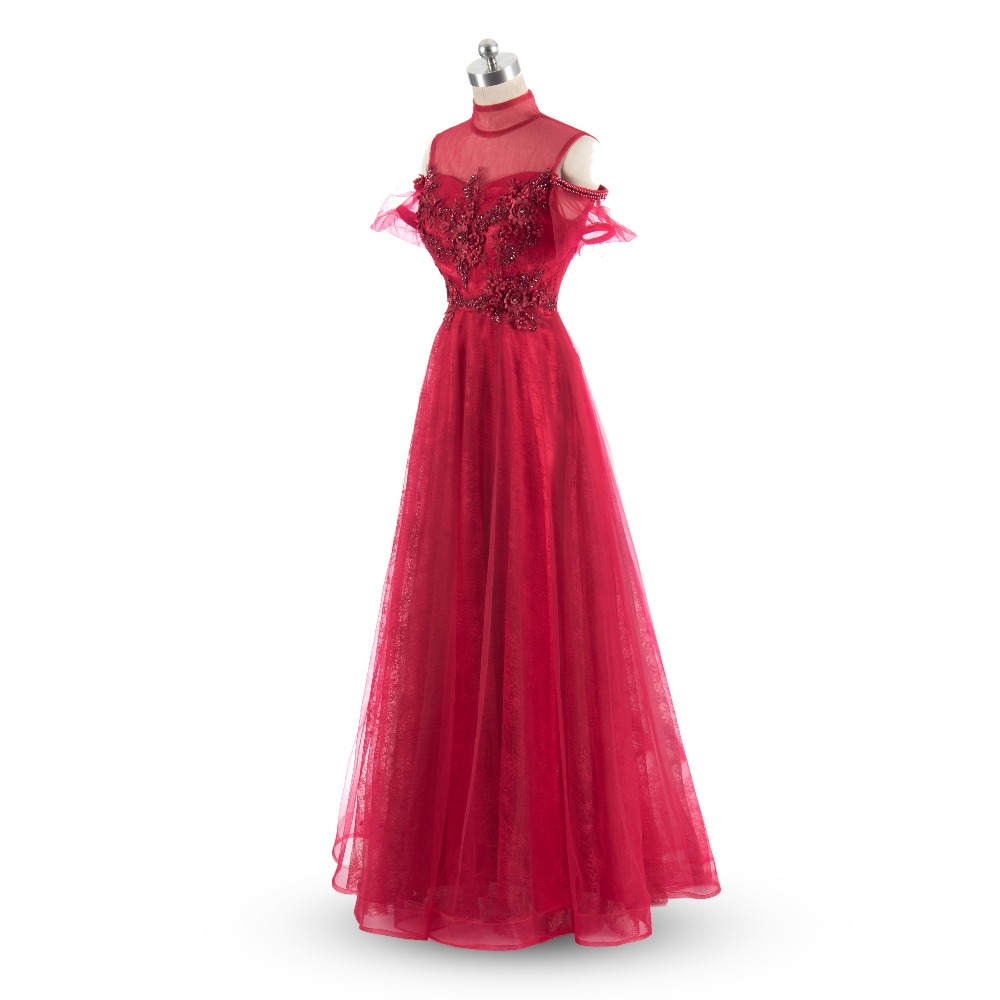 Attractive Red Dress Ah Long Higher Normal Neck Shoulder Open Dress ...