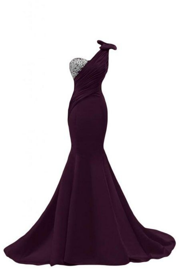 Prom Gown,grape Prom Dresses,one Shoulder Evening Gowns,simple Formal ...