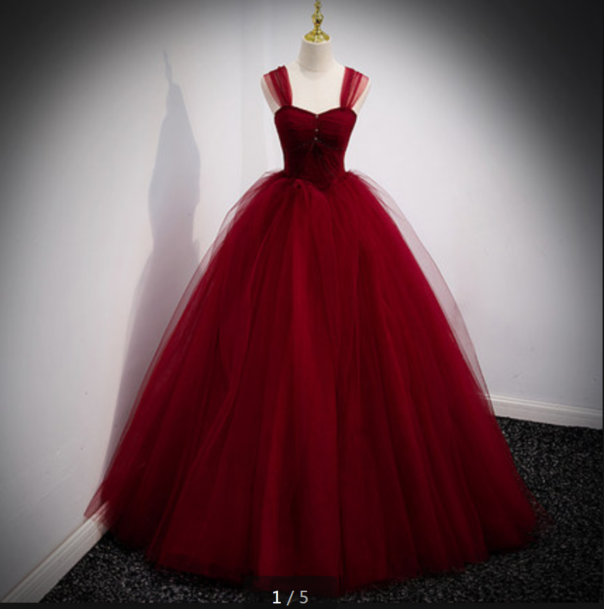 High-end Princess Pompous Dress Red Wedding Dress Fairy Gas Dress ...