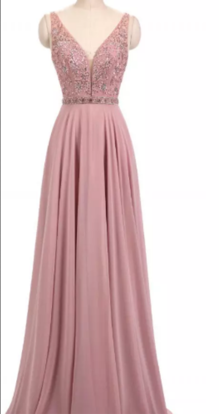 V-neck Formal Prom Dress, Modest Beautiful Long Prom Dress, Banquet ...