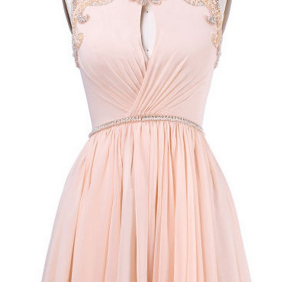 A-line Coral Homecoming Dresses,scoop Short Homecoming Gown,chiffon ...