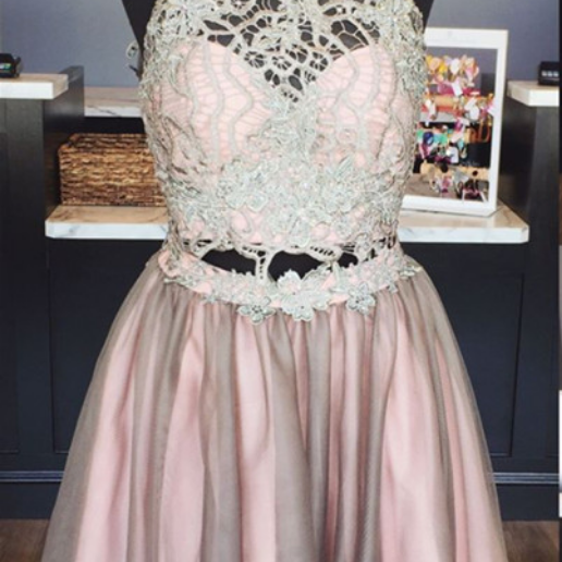 Elegant Homecoming Dresses Lace Crop Top,high Neck Homecoming Dress,two ...