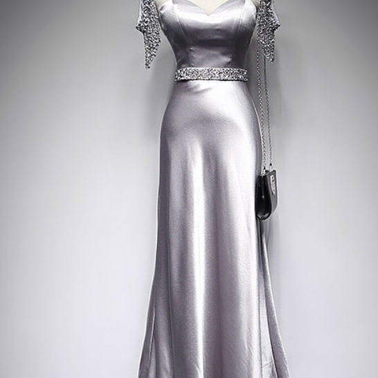 Modern A - Ligne Party Dress Grey Space Long Women Formal Evening Dress ...