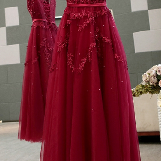 A Line Princess Scoop Neck Sleeveless Floor Length Prom Dresses On Luulla