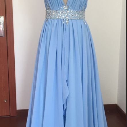 Real Photos Prom Dresses, Chiffon Prom Dresses, Blue Evening Dresses ...