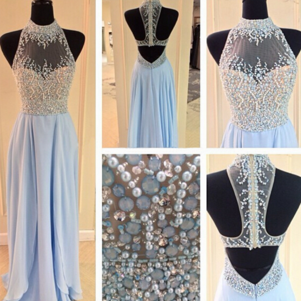 Backless Prom Dresses,light Blue Prom Dress,open Backs Prom Gown,open ...