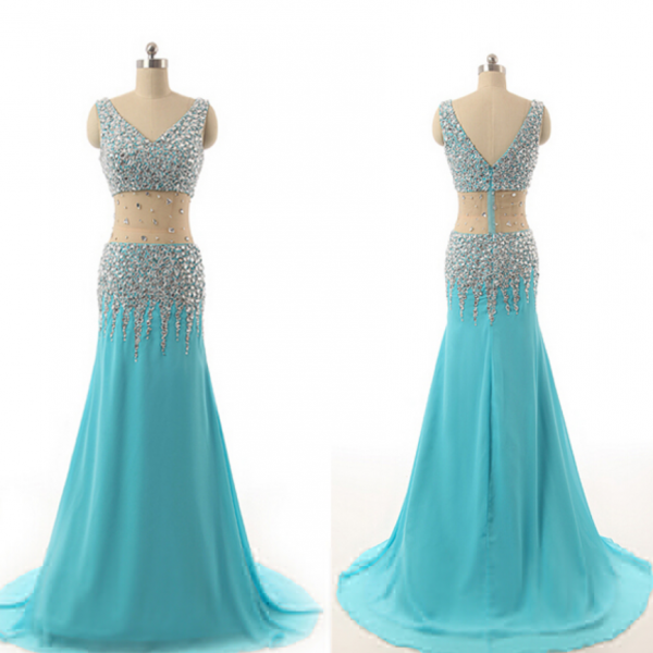 Backless Prom Dresses,blue Prom Dress,open Backs Prom Gown,open Back ...