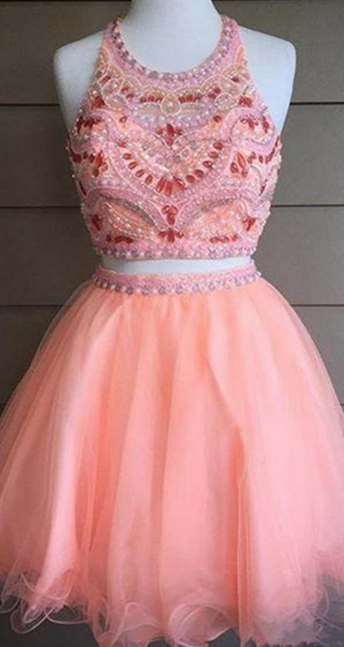 Two Piece Homecoming Dress,high Neck Homecoming Dresses on Luulla