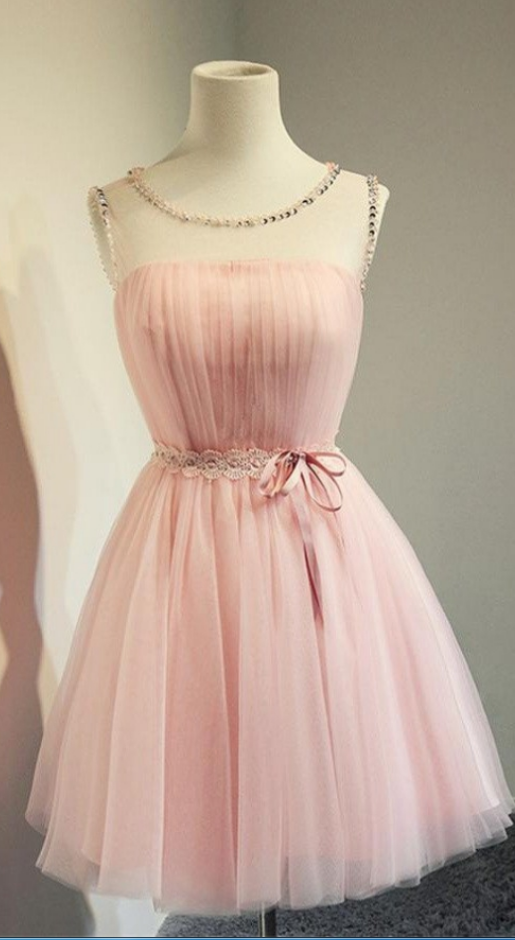 Cute Girly Pink Simple Handmade Short Homecoming Dresses on Luulla