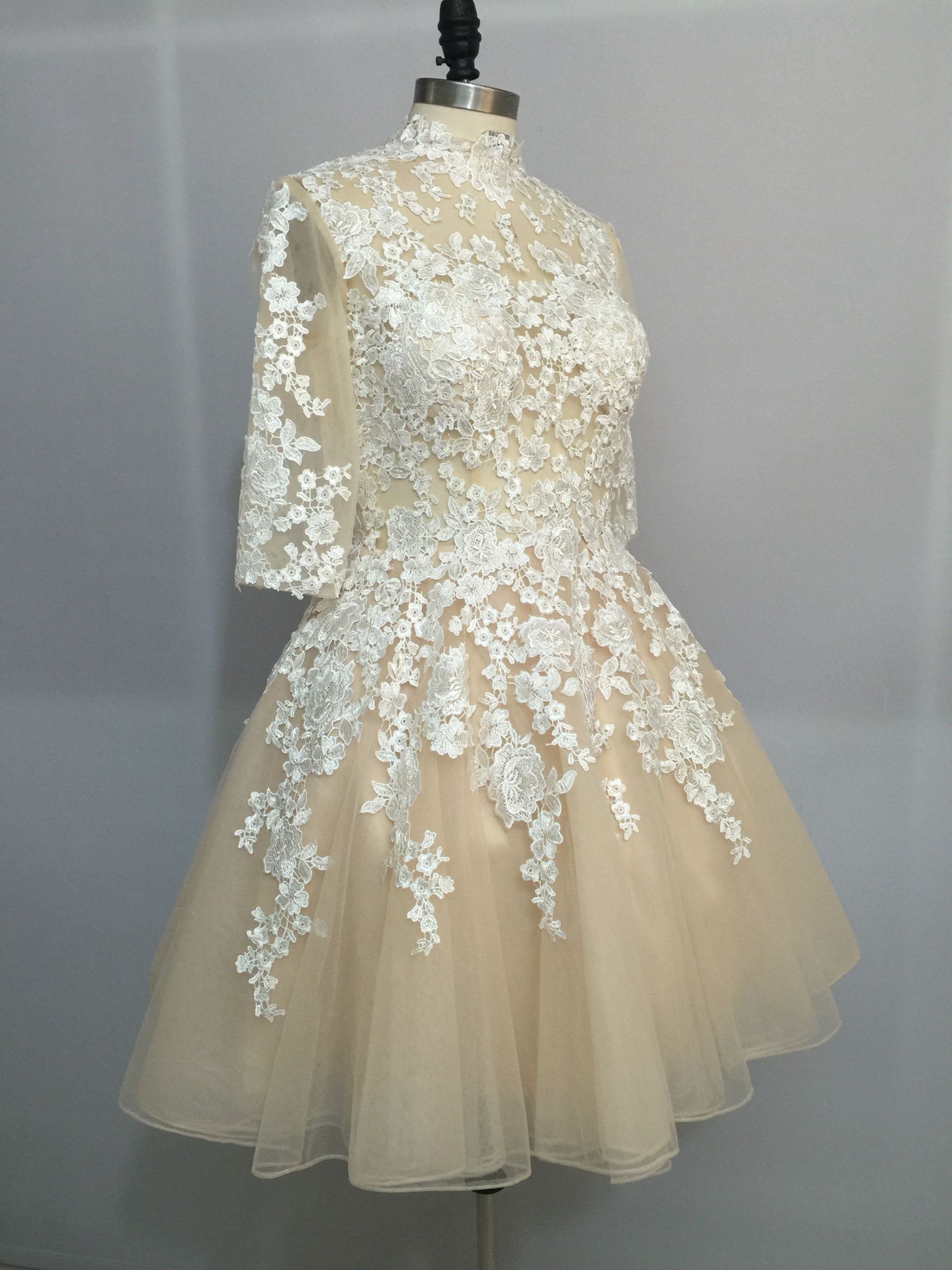 Handmade Lace Applique With Tulle Short Formal Dresses, Lovely Party ...