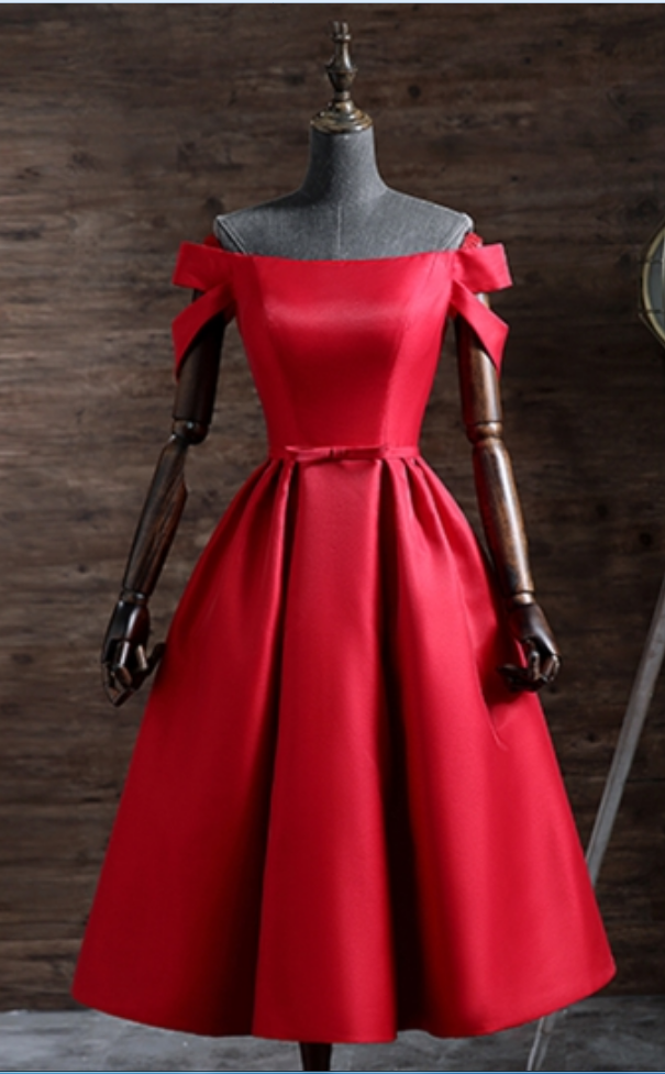 Off-the-shoulder Pleats Sashes Bowknot Knee-length Prom Dress on Luulla
