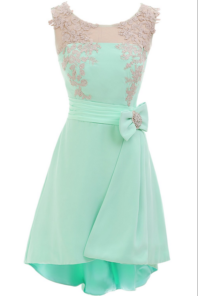 High Low Mint Cocktail Homecoming Dresses,chiffon Prom Gown on Luulla