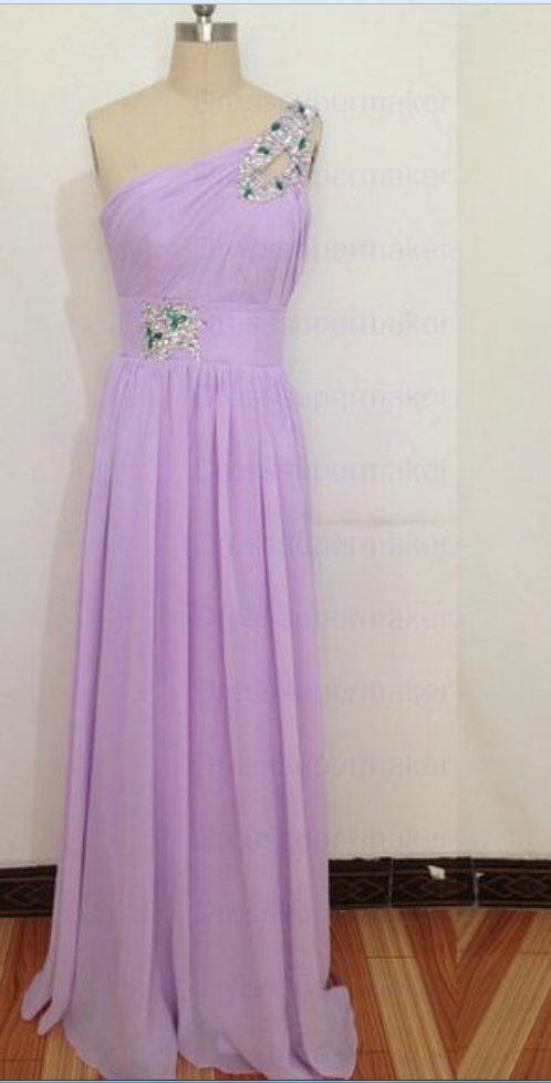 Charming Prom Dress,one Shoulder Chiffon Prom Dress, Long Evening Dress ...