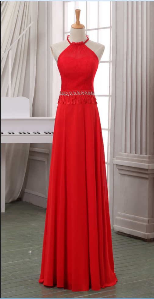 Prom Dresses,evening Dress,party Dresses,red Halter Prom Dress/evening ...