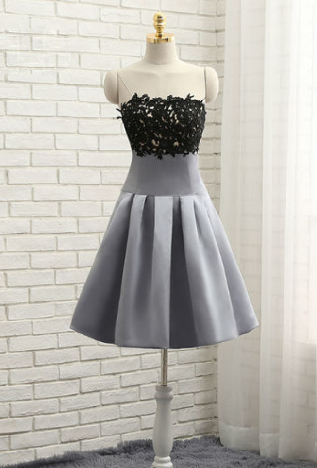 Gray Homecoming Dresses A-line Strapless Knee Length on Luulla