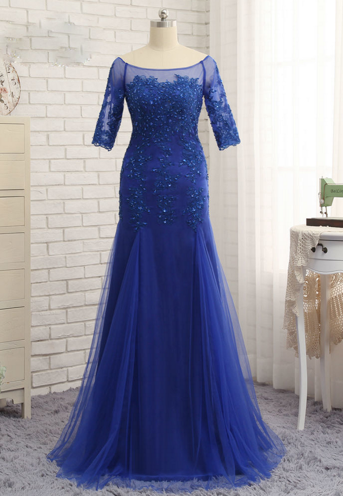 Royal Blue Mother Of The Bride Dresses Mermaid Half Sleeves on Luulla