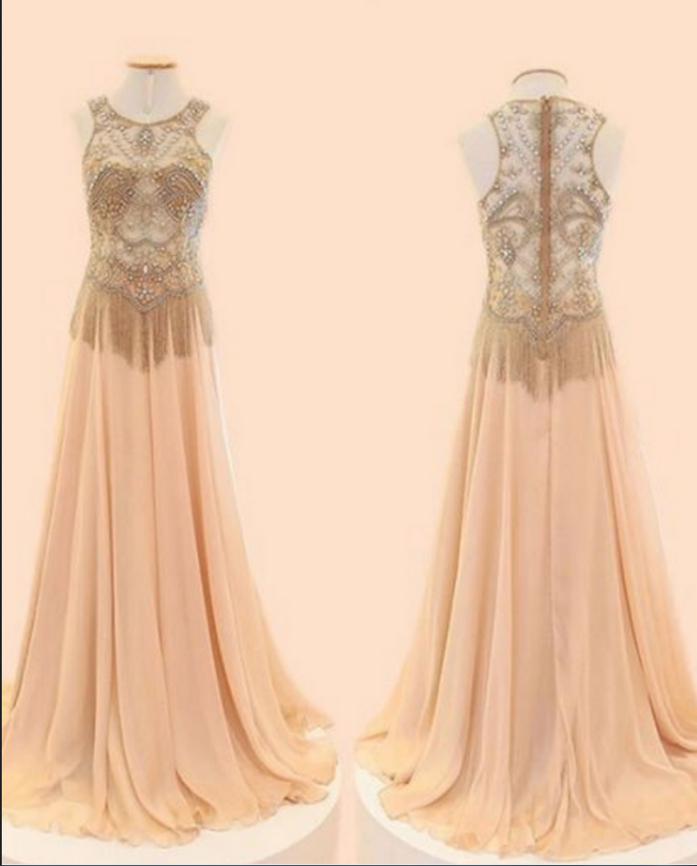 Elegant Jewel Prom Dress,zipper Back Evening Dress,floor Length Prom ...