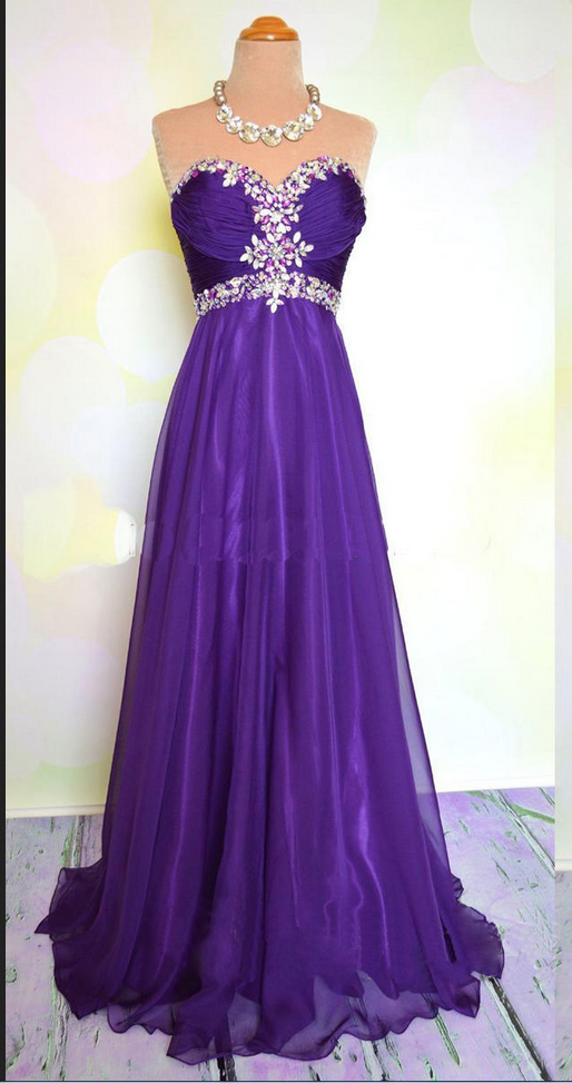 Elegant Long Purple Prom Dress, Chiffon Prom Dresses, Formal Dresses ...