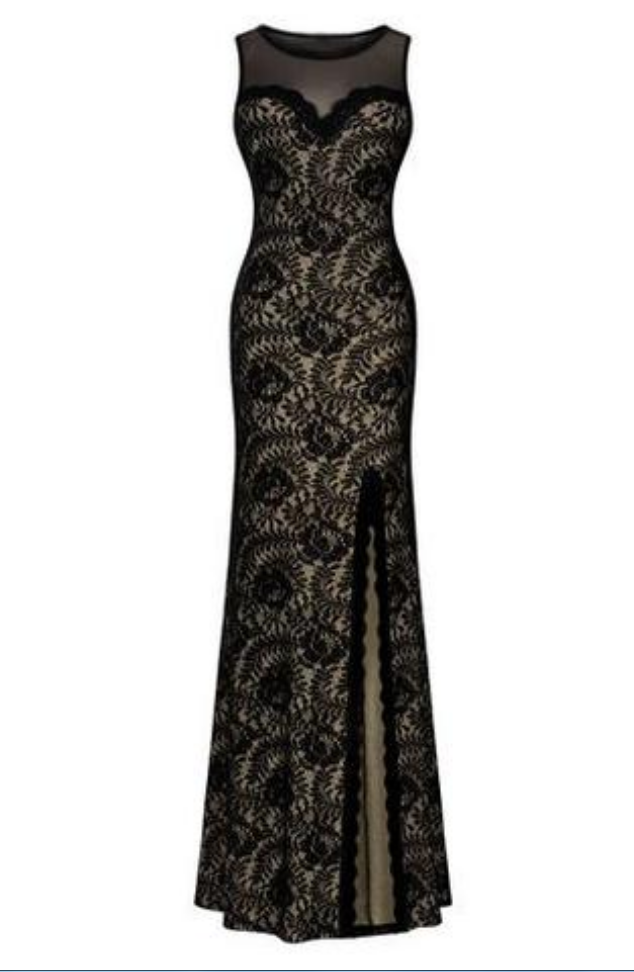 Sleeveless Long Black Lace Split Side Evening Formal Dress on Luulla