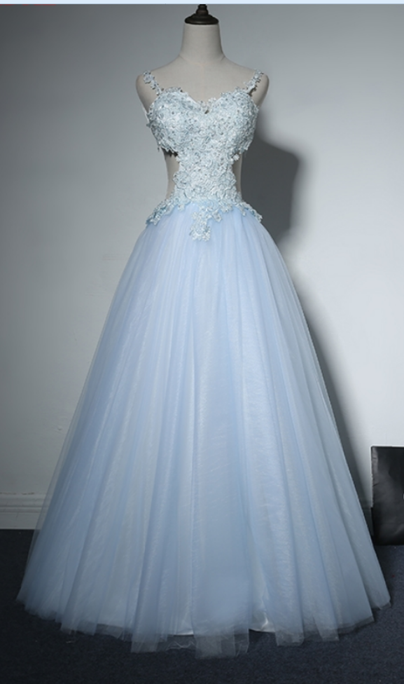 Light Sky Blue Long Prom Dresses Sexy Backless 8th Grade Women Lace ...