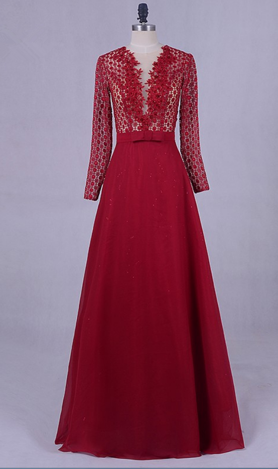 The Long Evening Arab Long-sleeved Outdoor Dress, Red Dress Married ...