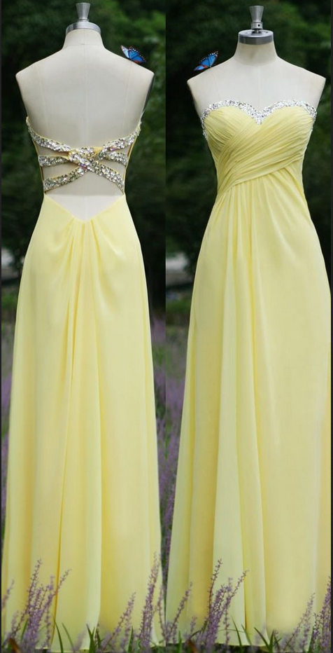 Sweetheart Sequined Ruched Prom Dresses Backless Chiffon A-line Full ...