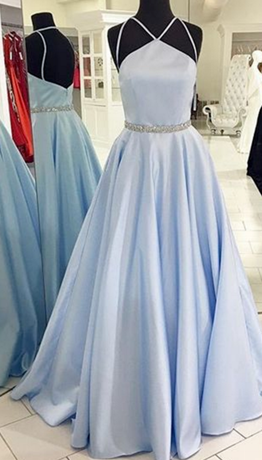 Formal Dress, Halter Satin Prom Dress,backless Evening Dresses, Open ...