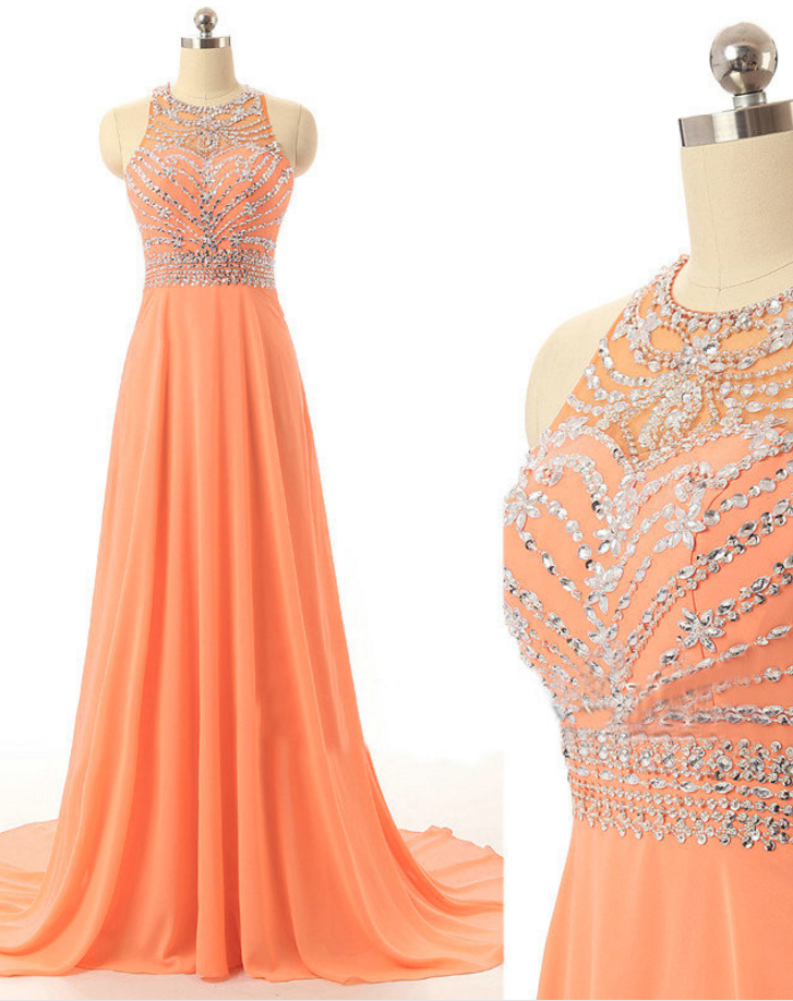 Sexy Prom Dresses, Rhinestones Prom Dress, Crystals Prom Dress, A Line ...