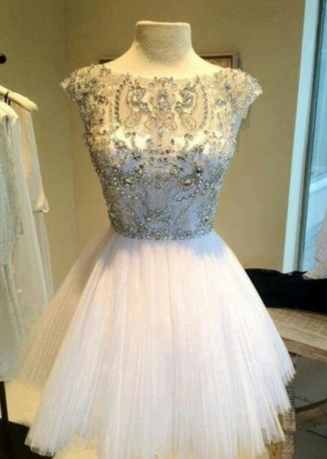 2016 Custom Made Round Neck Short Prom Dresses, Cute Beading Homecoming ...