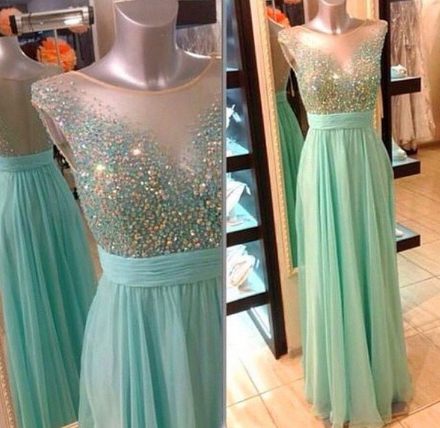 Mint Prom Dresses,a-line Prom Dress,beading Prom Dress,backless Prom ...
