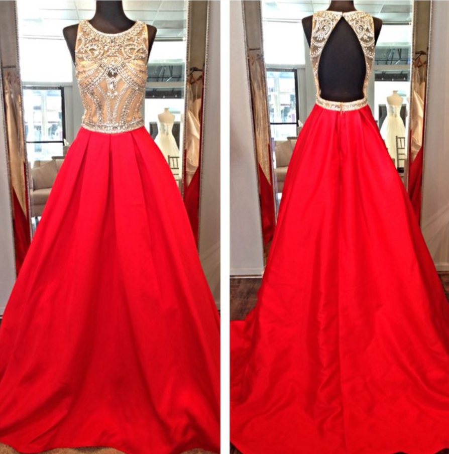 Red Prom Dresses,open Back Prom Gowns,backless Prom Dresses,sparkle ...