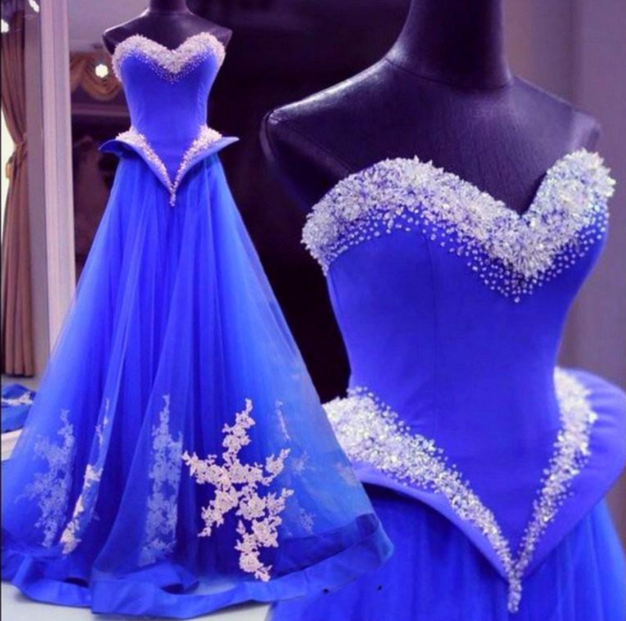 Royal Blue Prom Dresses,royal Blue Strapless Prom Dress ,pageant Gown ...