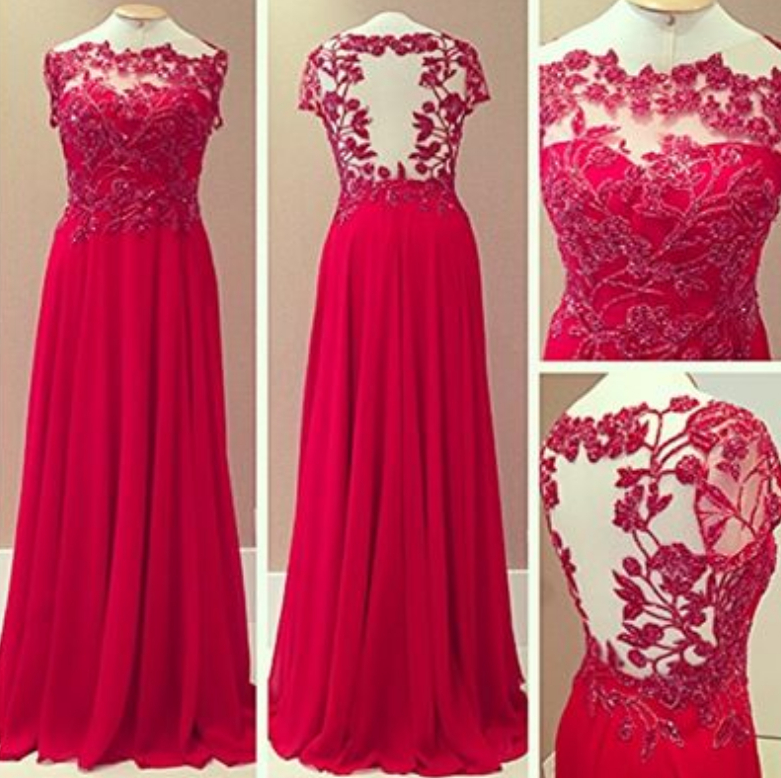 Red Prom Dresses,prom Dress,red Prom Gown,lace Prom Gowns,elegant ...