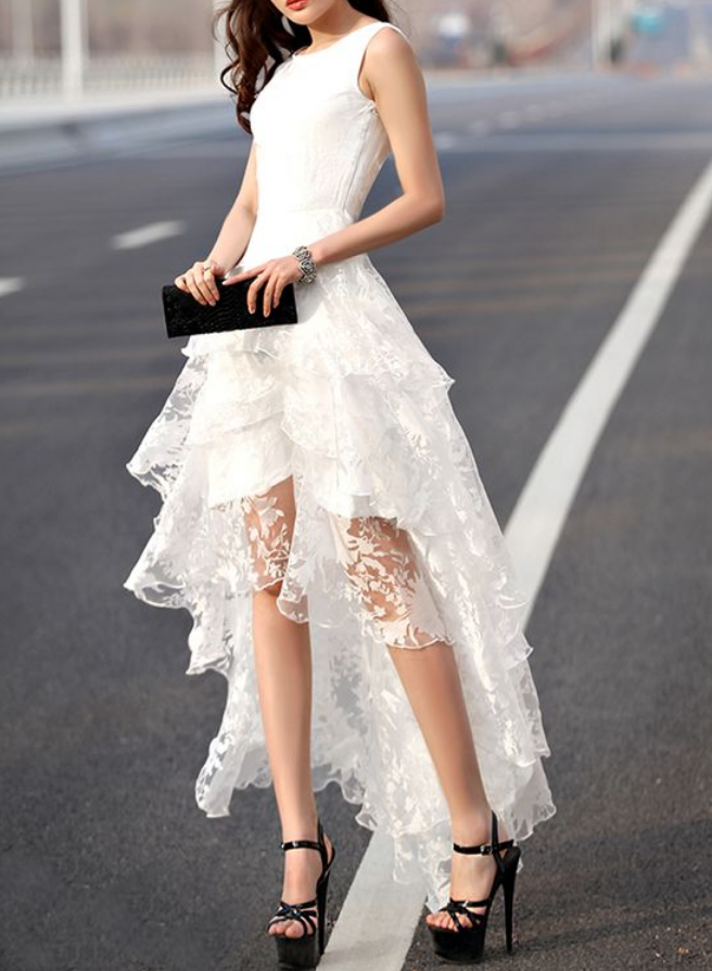 Layered Lace Prom Dress,bodice Prom Dress,white Prom Dress,fashion Prom ...