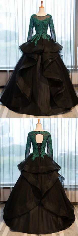 Deep Green Prom Dress,lace Long Evening Dress,ball Gown Prom Dress on ...