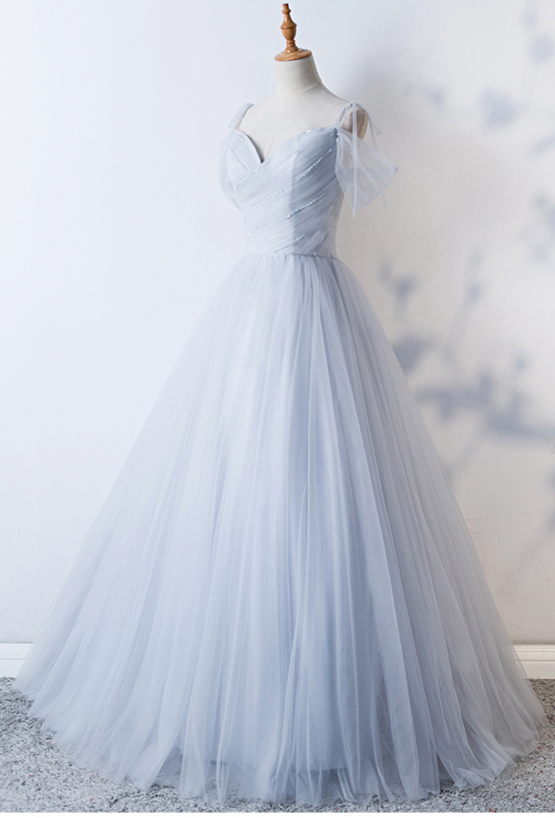 Light Blue Tulle Crystal Sweetheart Long Prom Dress on Luulla