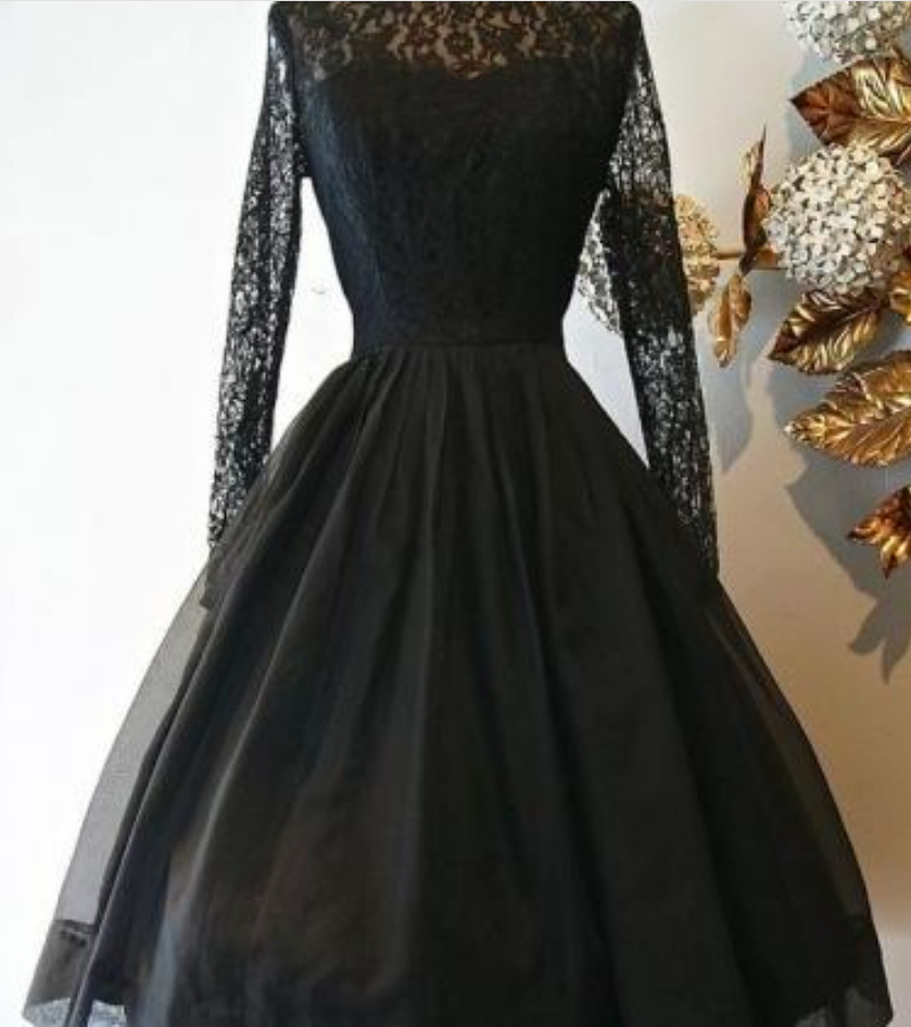 Long Sleeves Black Homecoming Dress,short Homecoming Dresses,evening ...