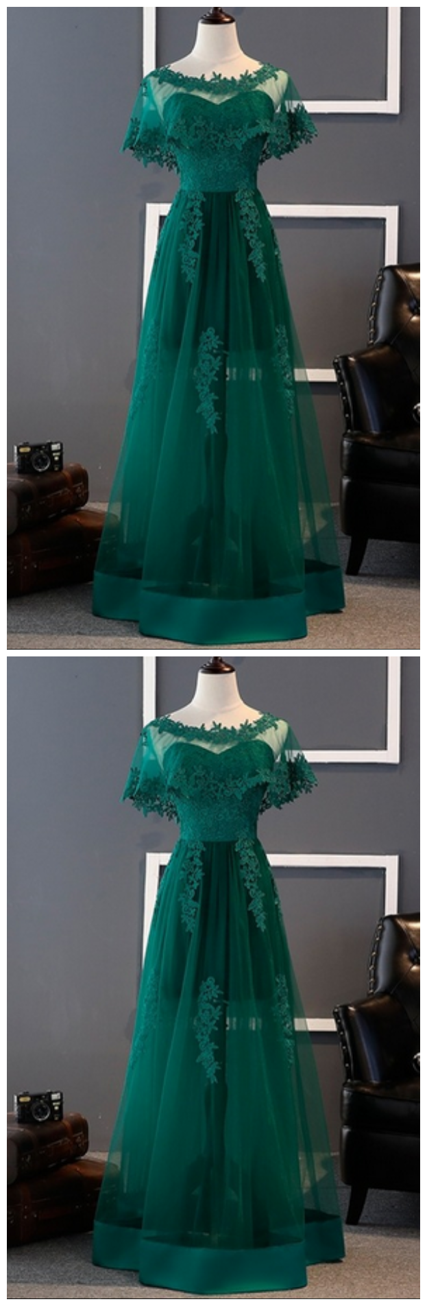 Green Long, Lace Prom Dresses , Evening Dress Party For Graduation Prom ...