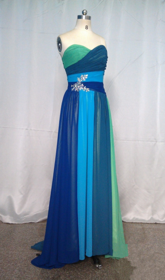 Gradient Chiffon Prom Dress,bridesmaid Dress, A Line Strapless ...