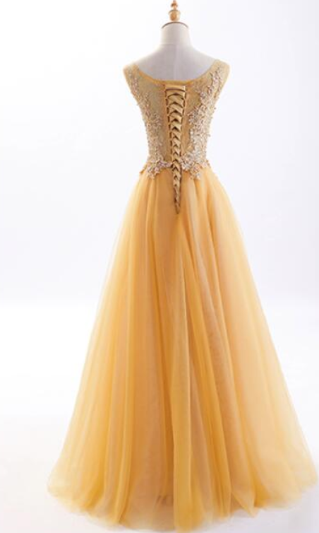 Elegant Simple A-line Sleevesless Tulle Formal Prom Dress, Beautiful ...